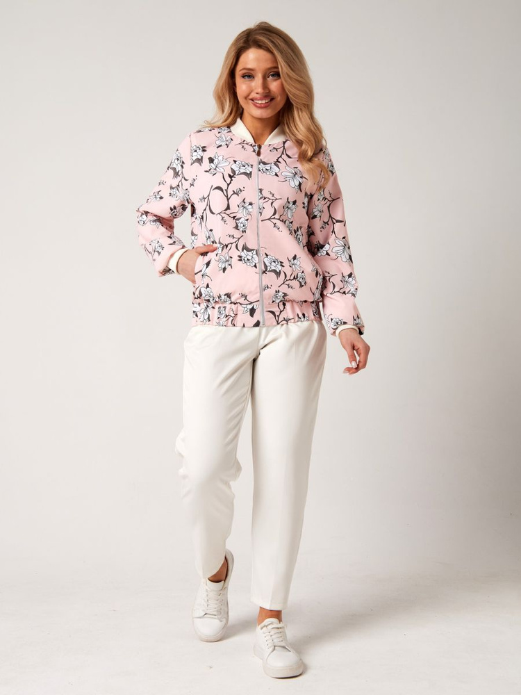 Бомбер Женский Laura Bianca Молния, Карманы бледно-розовый Полиэстер ...