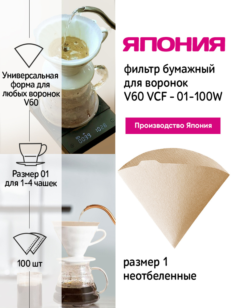 Фильтры для кофе неотбеленные V60 №01, 100 шт купить на OZON по низкой ...