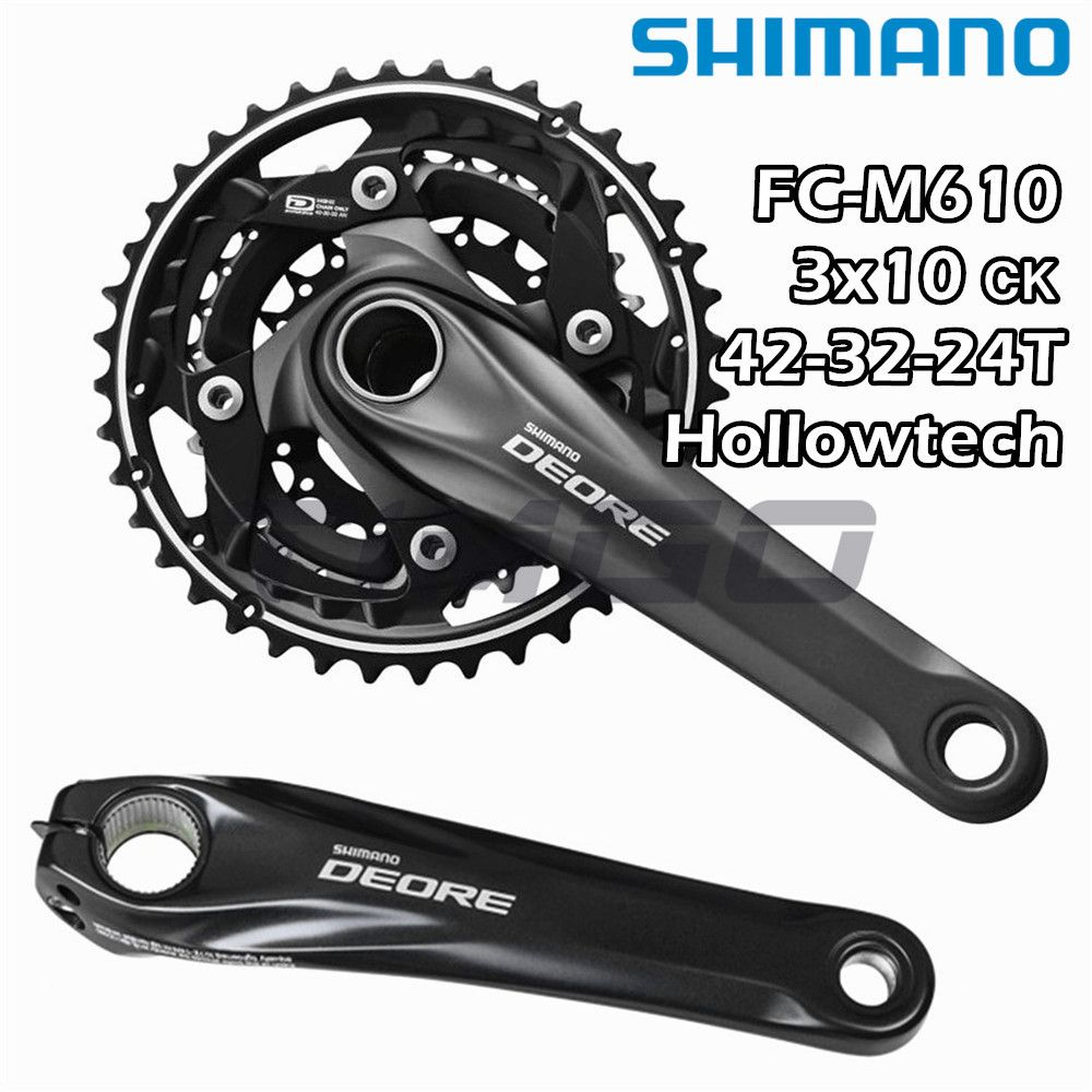 Система шатунов,Shimano Deore,FC-M610,3x10 скоростей,звезды 42-32-24T ...