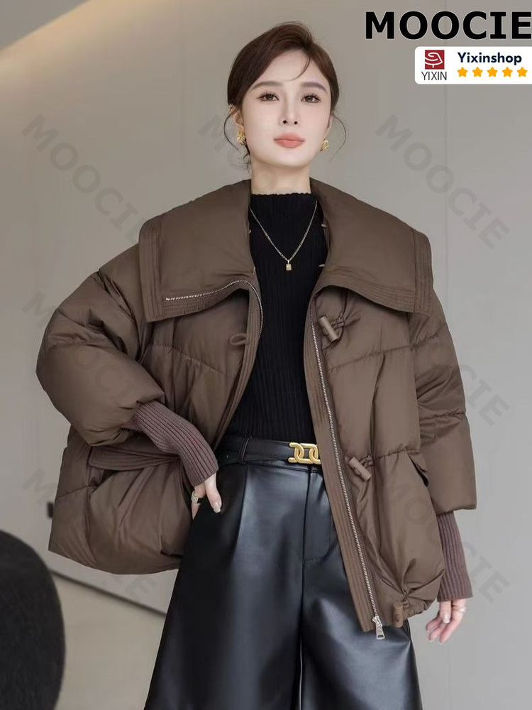 Пуховик Женский MOOCIE Карманы кофе лацканы, размер 48 Длинный Зима Пух-перо Китай купить c ...