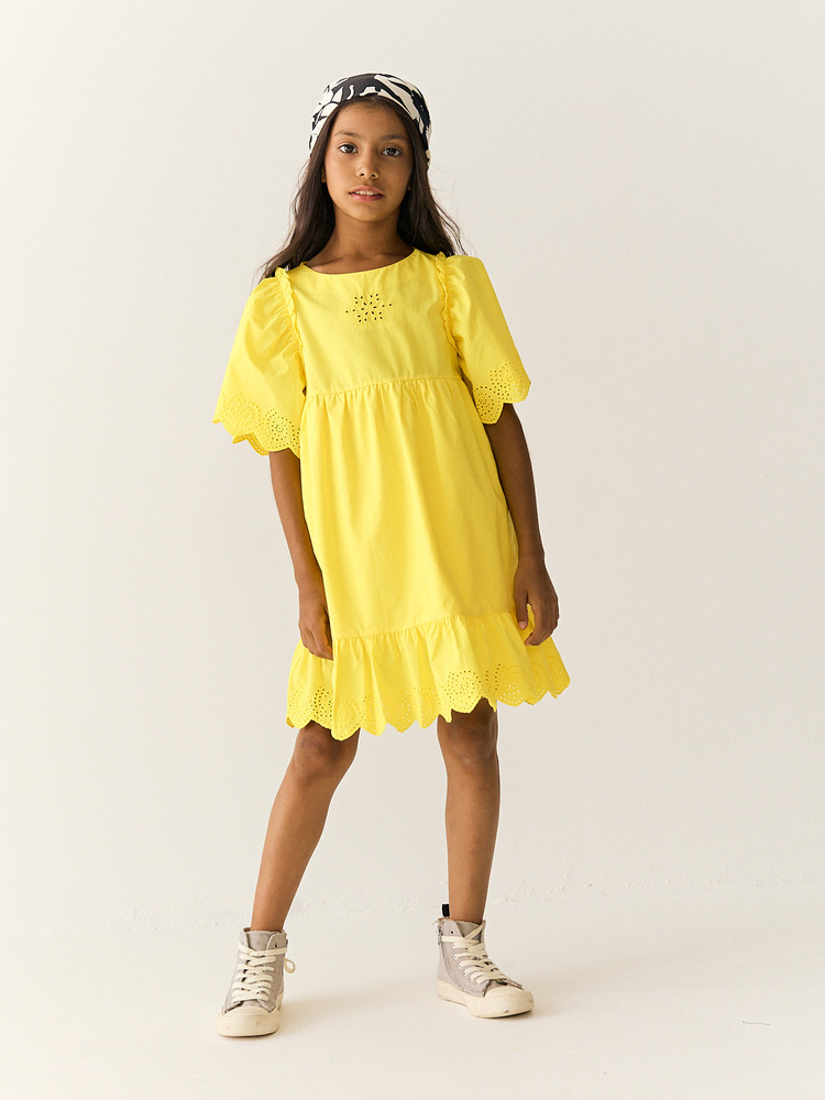 Платье Девочки Original Marines желтый Повседневный Короткий Хлопок ...
