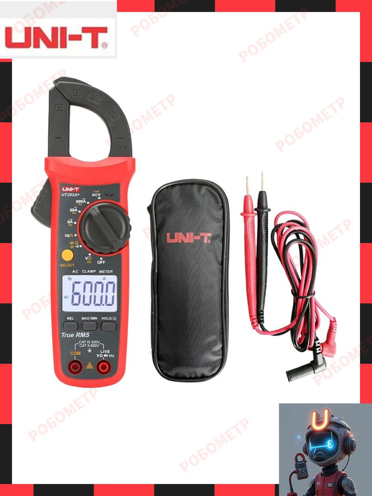 UNI-T UT202A + цифровой мультиметр (тестер) Токовые клещи True RMS ...