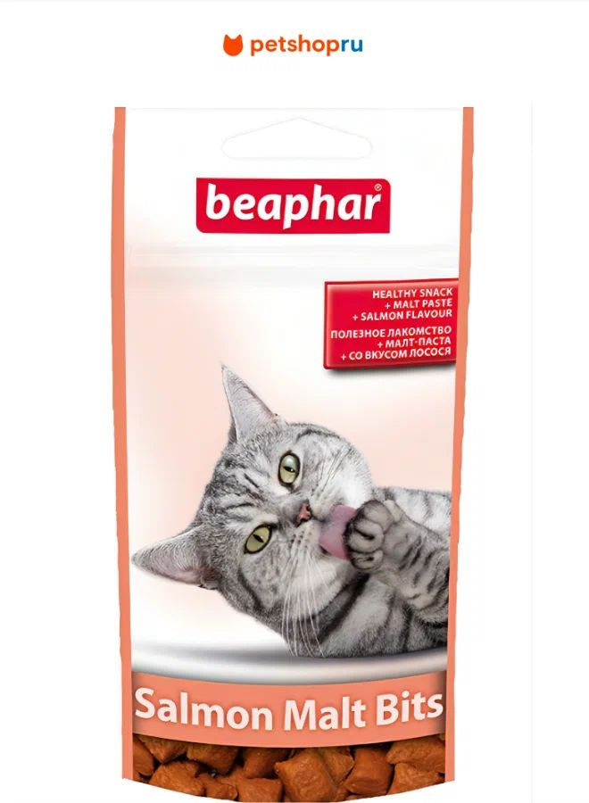 Beaphar Лакомство для вывода шерсти Malt Bits Salmon, с лососем, 35г купить на OZON по низкой ...