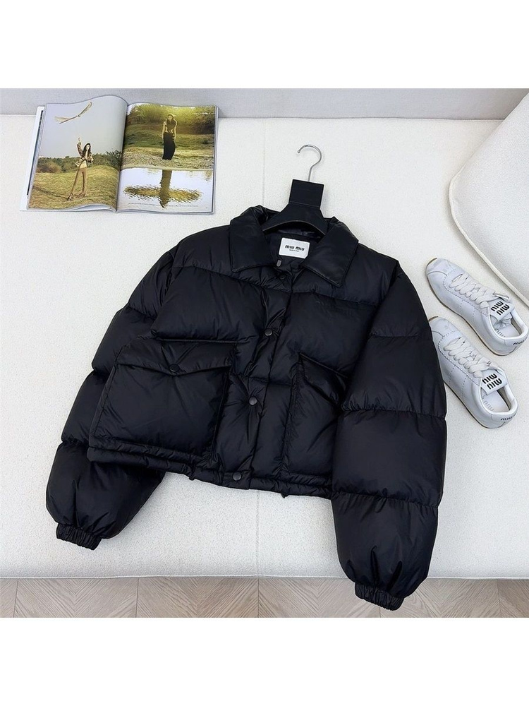 Пуховик Женский Miu Miu Воротник черный лацканы Полиэстер размер 42 Длинный Зима облегающий