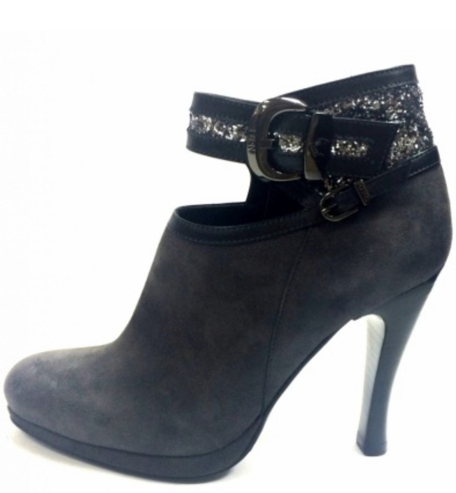 Ботильоны Женский Norma J.Baker серый, серебристый, размер 36 Демисезон Молния, Пряжка Блестки ...