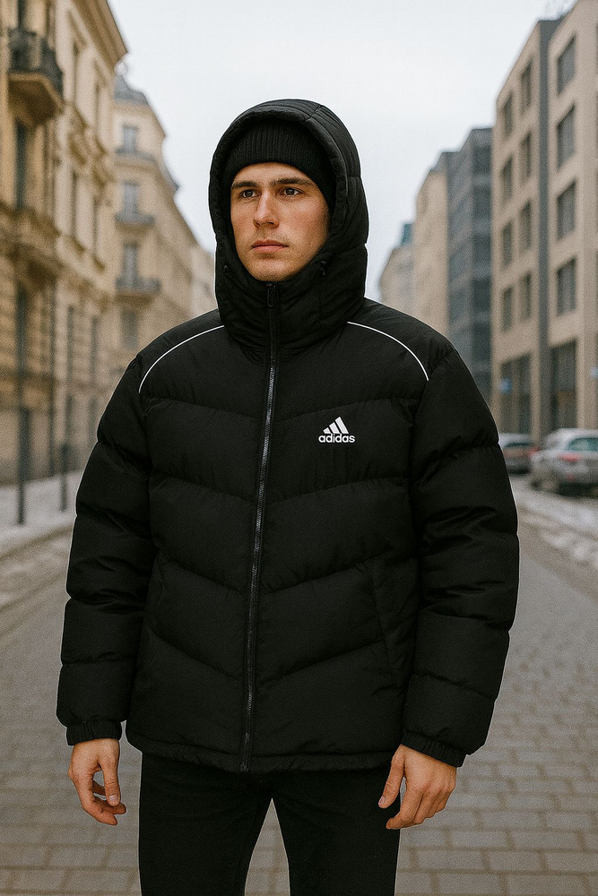 Куртка Мужской Skoryk Design Капюшон черный капюшон Нейлон, Полиэстер, размер 46 Длинный Зима ...