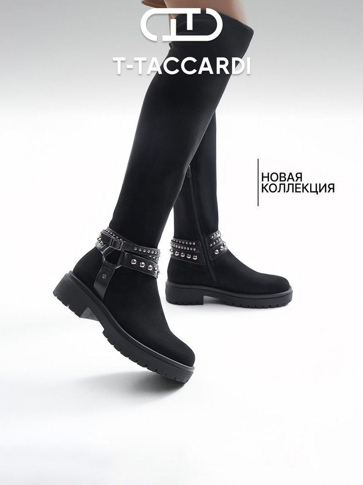 Сапоги Женский T.TACCARDI ботфорты, размер 39 черный Демисезон G Стандартный средний (до 9 см ...