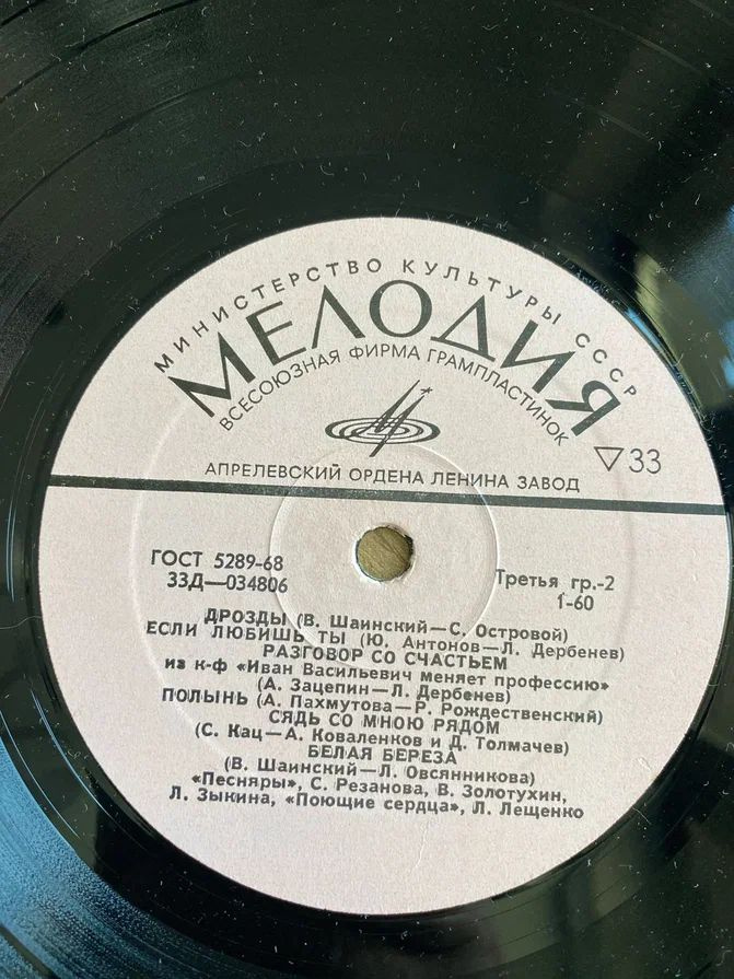 Виниловая пластинка Сборник 1973 года, "Дрозды", "Если любишь ты"... купить на OZON по низкой ...