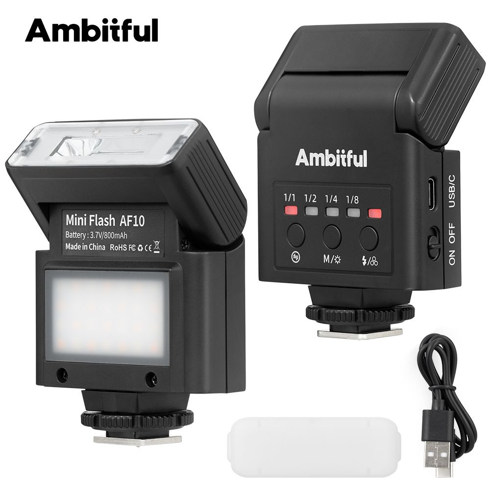 Вспышка AMBITFUL AF10 Mini Camera Flash Speedlite с верхним фонариком ...