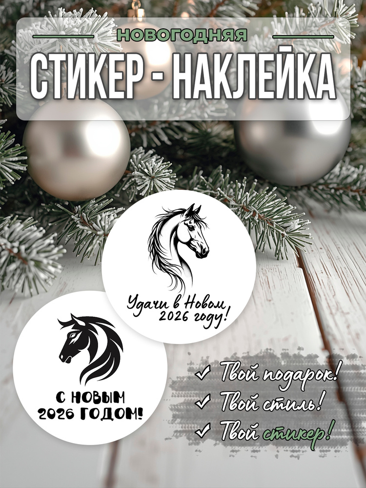 Новогодние стикеры 2026 "Врываемся в год лошади" купить на OZON по ...