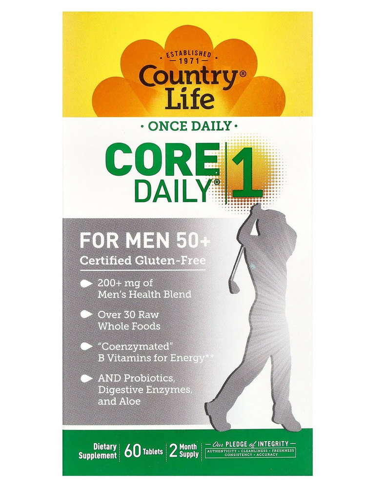 Country Life, Core Daily-1, мультивитамины для мужчин старше 50 лет, 60 ...