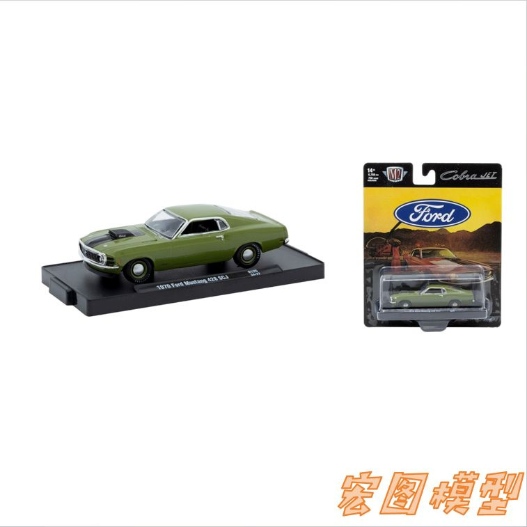 Машинка M2 Machines 1:64 1970 Ford Mustang 428 SCJ green Die-cast Alloy ...