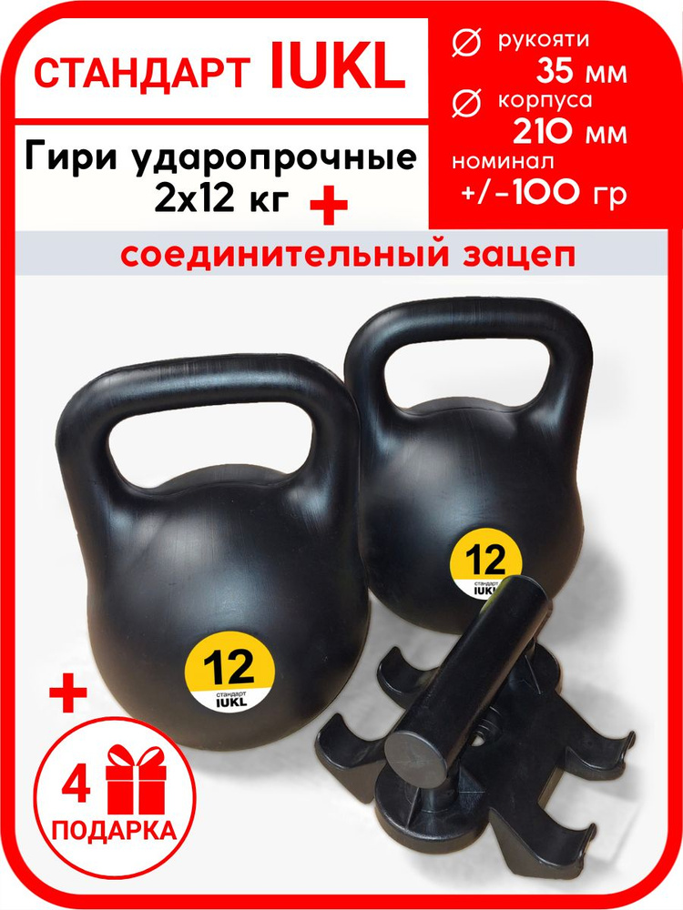 Гири LECO 12кг IUKL 2 х 12 кг с соединительной рукоятью купить на OZON ...