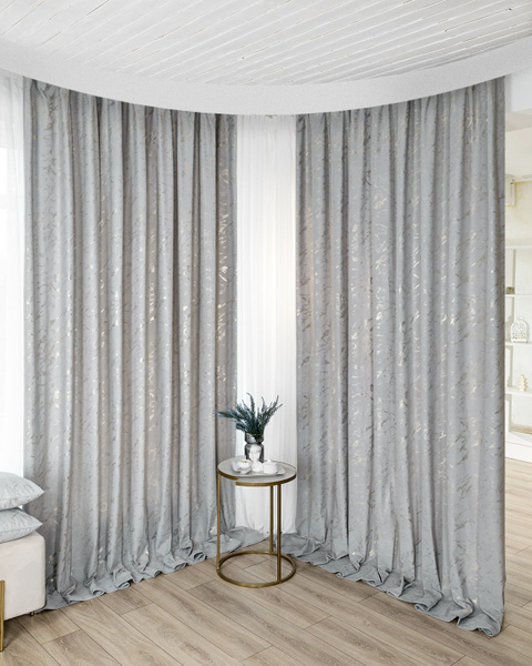 Комплект штор Evrika Home мармор-базальтино-250-285-2ш , 285х500см, серый, Бархат, Мрамор купить ...