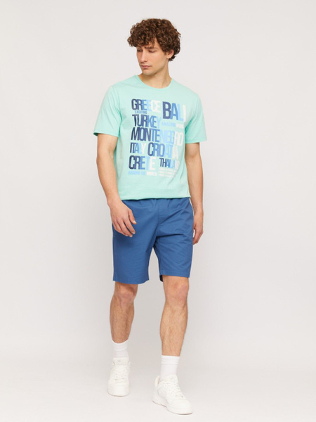 Шорты Мужской Zolla Повседневный синий, размер 48 Хлопок, рост 182-188 Средняя купить c ...