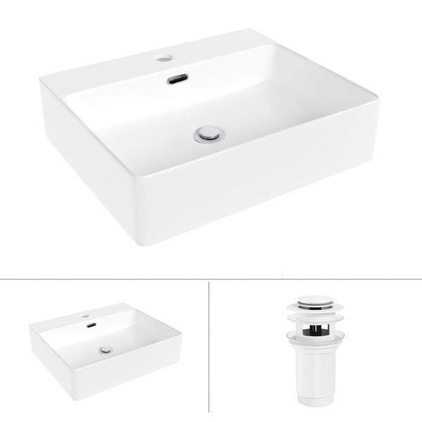 Накладная раковина, подвесная раковина для ванной Helmken 47850000 комплект 2 в 1: умывальник ...