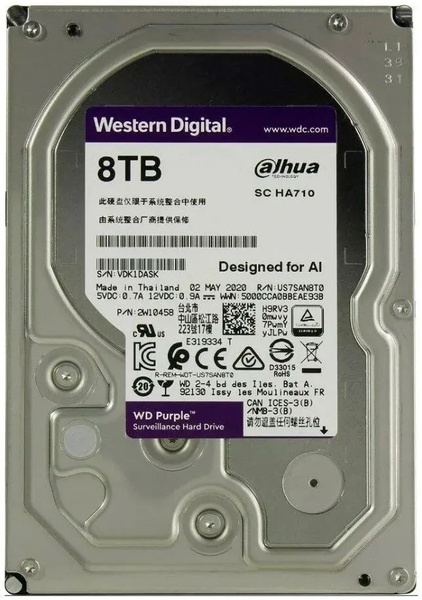 8 ТБ Внутренний жесткий диск Western Digital WD82PURZ 8tb hdd 3.5 ...