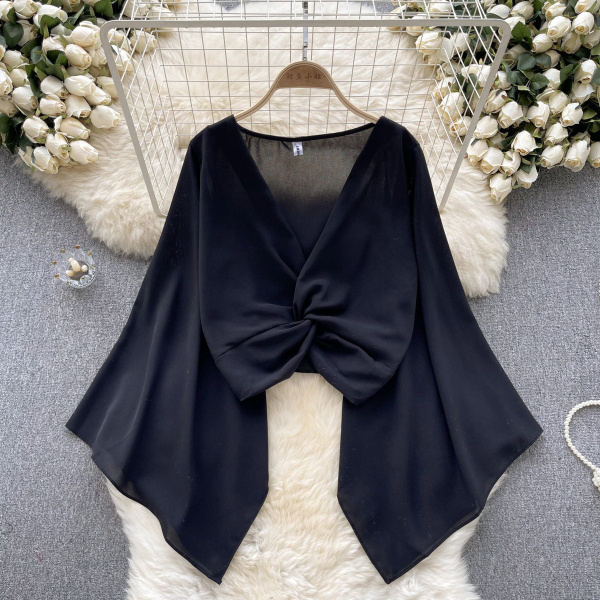 Кроп-топ Женский MOOCIE черный, размер 42, 48 Полиэстер, Спандекс Длинный Офисный/школьный Китай ...