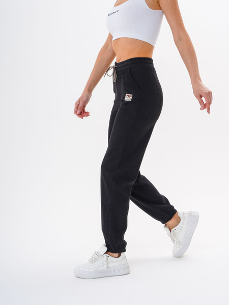 Брюки Женский XF.BUSF джоггеры, утепленные черный Микровельвет, Вельвет Повседневный, размер 50 ...