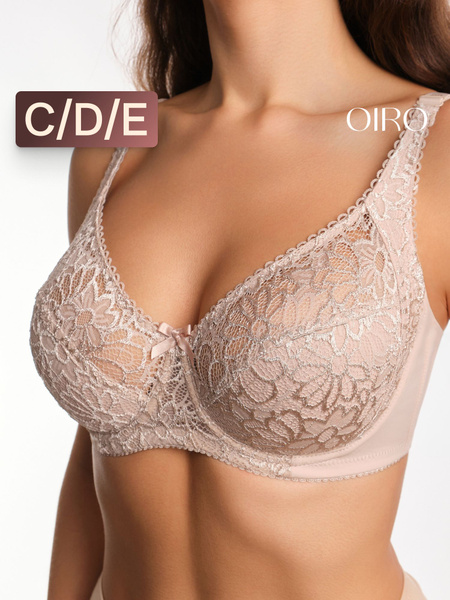 Бюстгальтер Женский OIRO мягкая чашка на каркасе, размер 100D бежевый Полиамид, Эластан ...