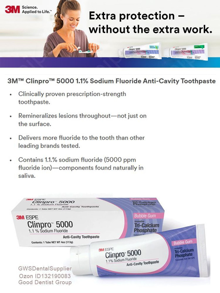 Clinpro 5000 ppm фторида натрия зубная паста против кариеса купить на ...