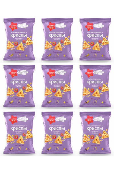 HAPPY CRISP Криспы цельнозерновые Пряный томат 50 г, 9 шт купить на ...