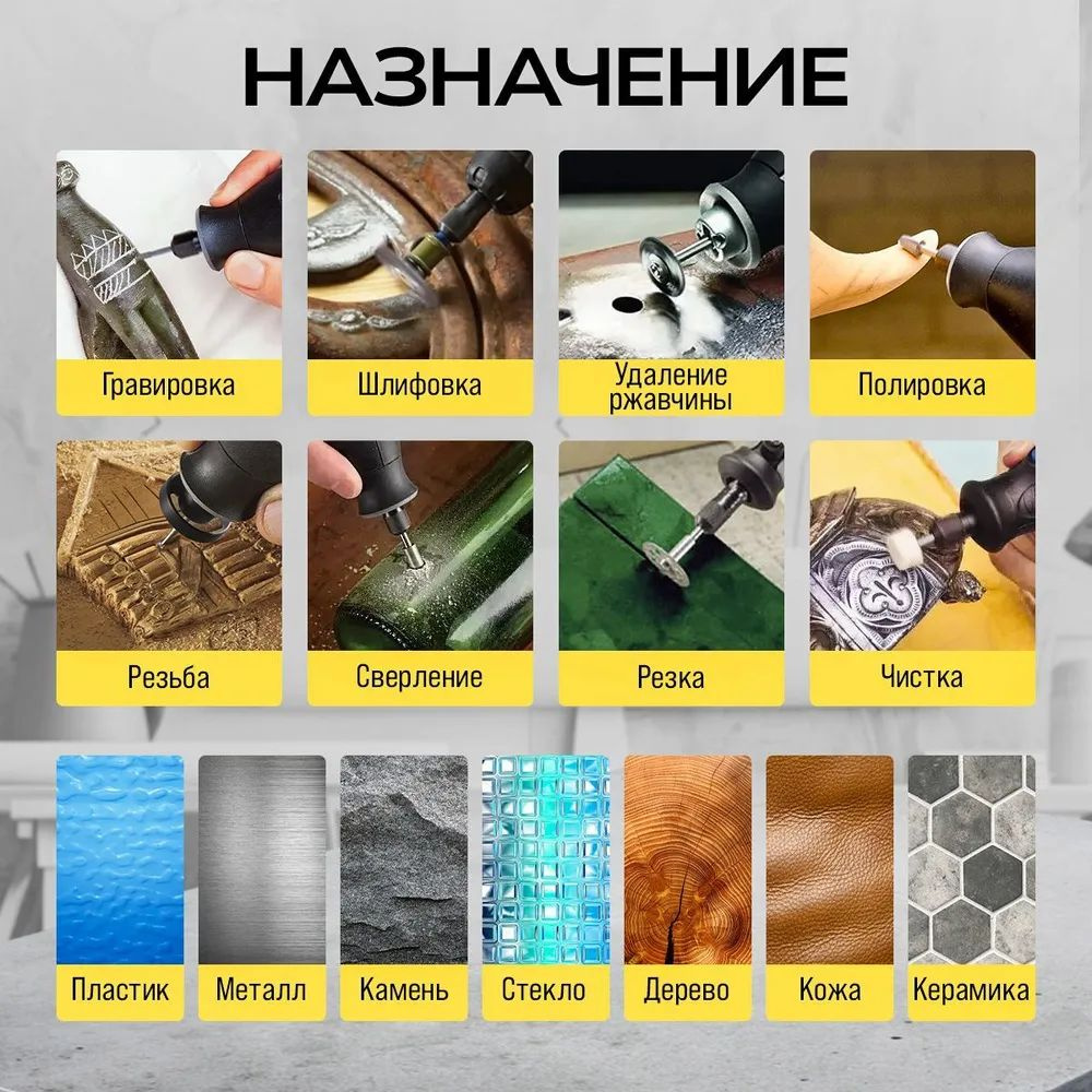 Гравер аккумуляторный TECHNICOM TC-CF699, 12В, 2Ач, 6 скоростей, 5000 ...