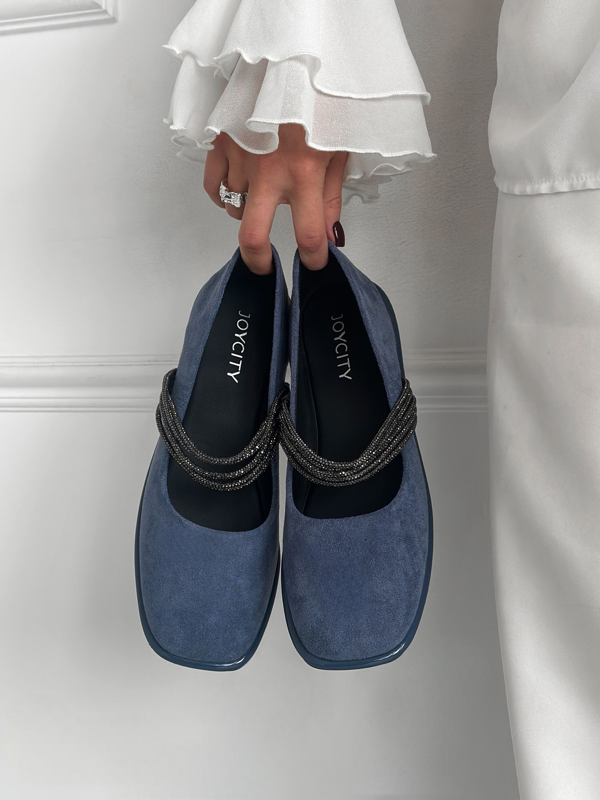 Балетки Женский JOYCITY Искусственная кожа, размер 40 6 Россия лодочки Блестки, Бисер Закрытый ...