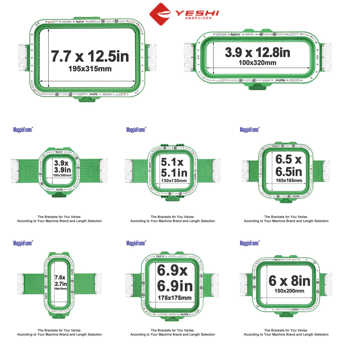 YESHI Магнитные пяльцы для вышивальных машин моделей BECS- A15, YS-1504CT, YS-1501F и т.д ...