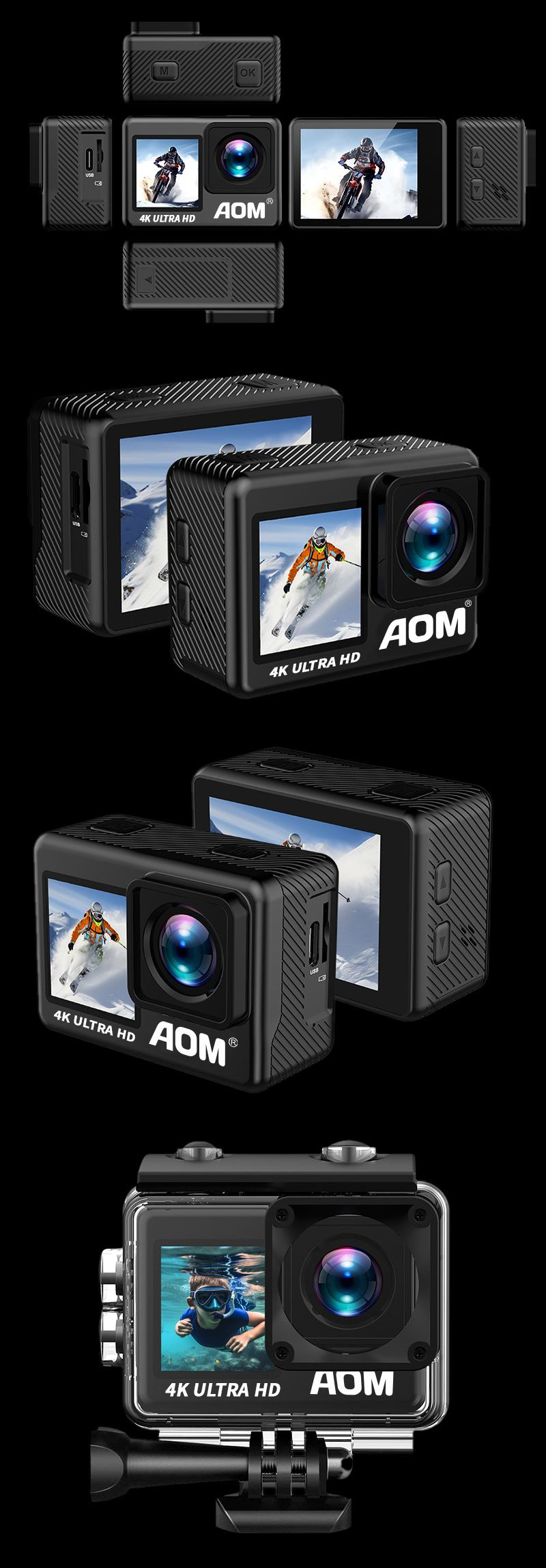 Экшн-камера AOM AT-M40R Ultra HD 4K@30fps /20Мп , Wi-Fi, сенсор Sony ...