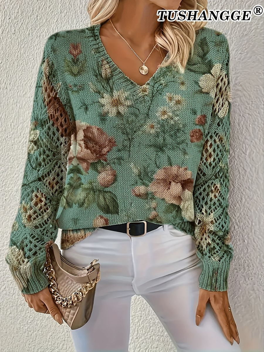 Джемпер Женский TUSHANGGE вишнево-красный Полиэфирное волокно, размер 50, 52 Без застежки ...