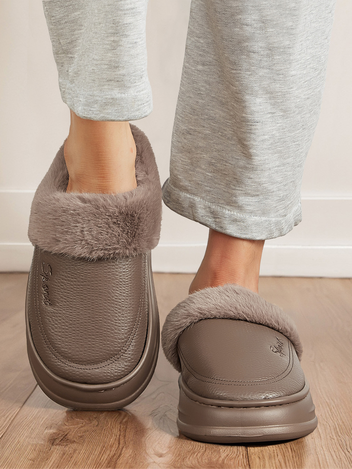 Тапочки Мужской, размер 43, 43,5 серый Закрытый нос, Мягкая стелька ...