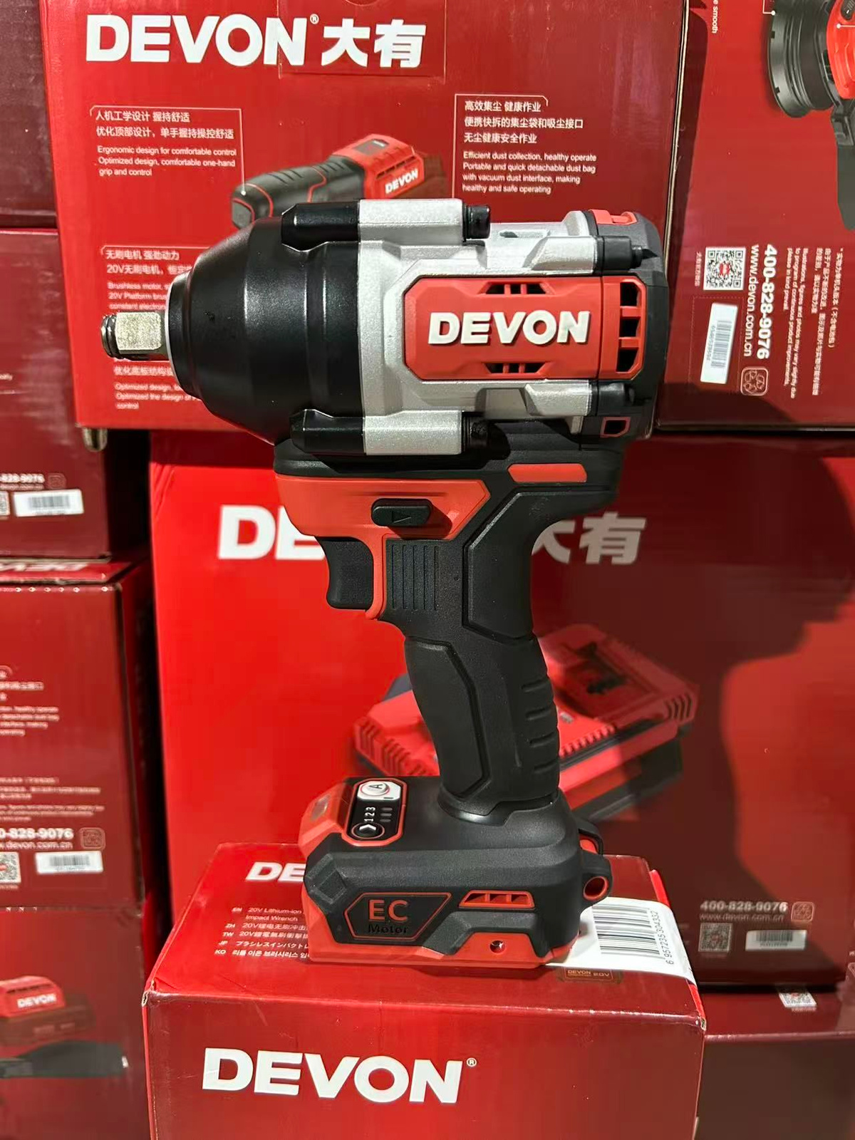 Гайковерт аккумуляторный ударный бесщеточный DEVON 5759-Li-20, 1000/850/550/400 Hм, 20 В, Нет ...