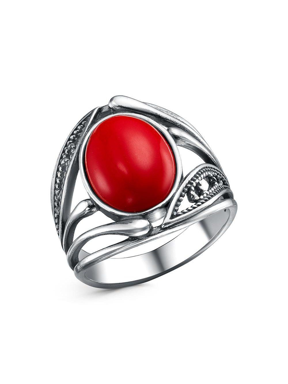 Кольцо женское бижутерия с искусственным кораллом (18) , подарок на новый год 2026 купить на ...