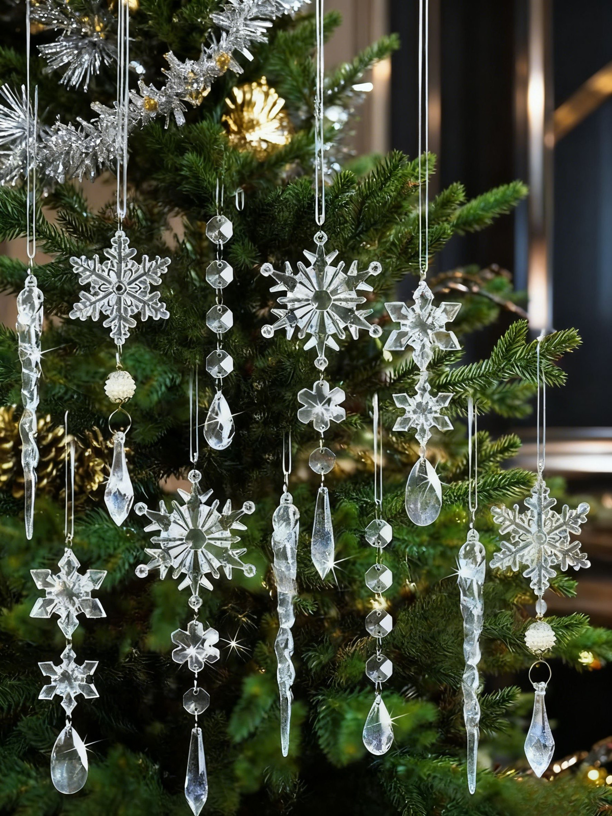 Елочные украшения Снежинка, Сосулька 10 шт. купить c доставкой на OZON ...