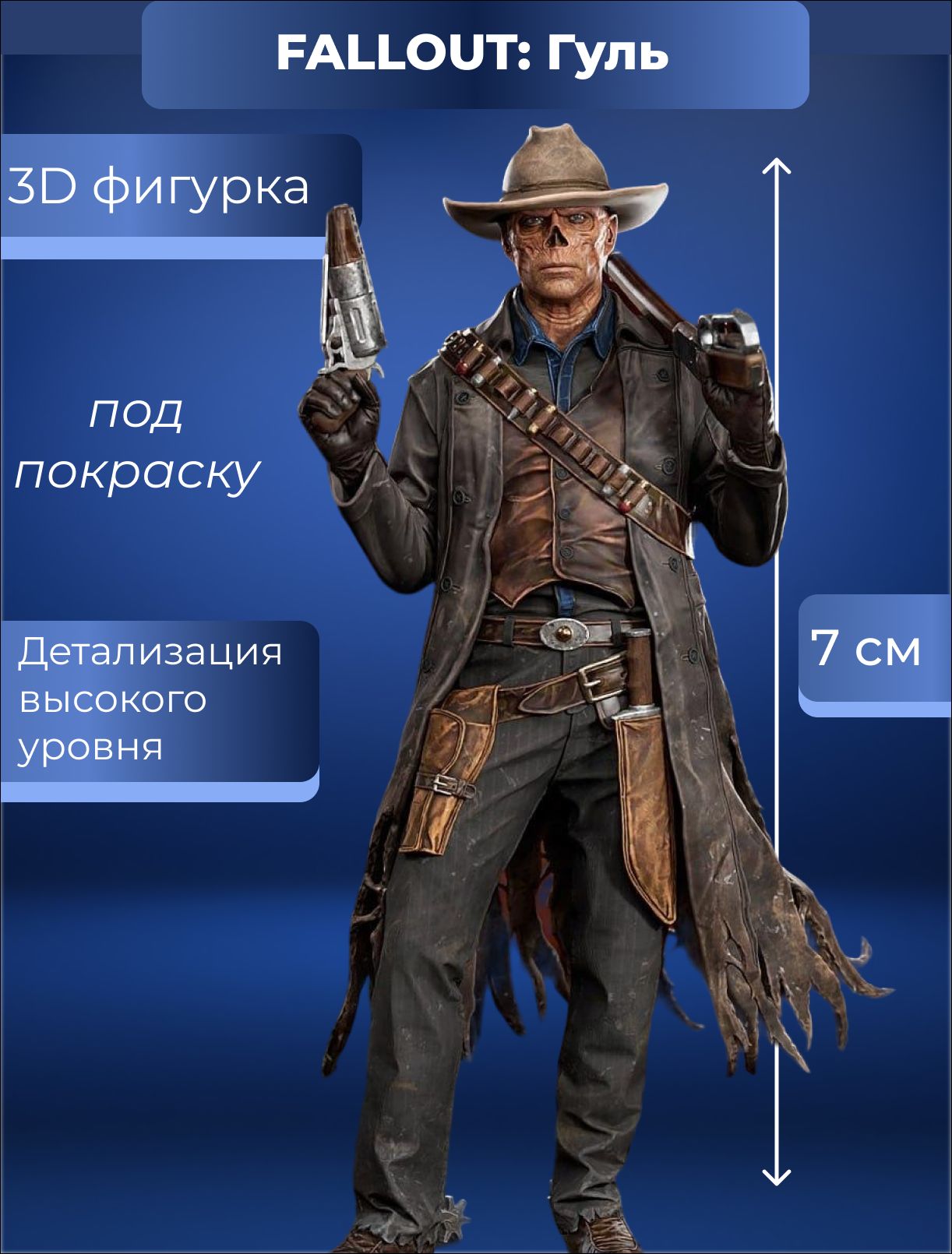 Коллекционная фигурка Гуль 70мм Fallout / Ghoul Фоллаут Под покраску ...