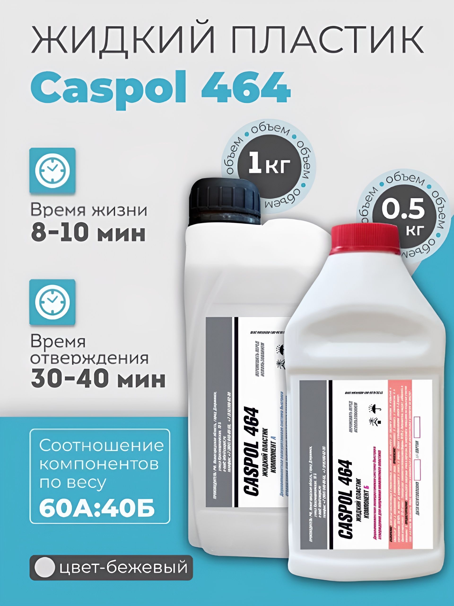 Жидкий литьевой пластик "CASPOL 464" 1,5 кг.,/время жизни 8-10 мин ...