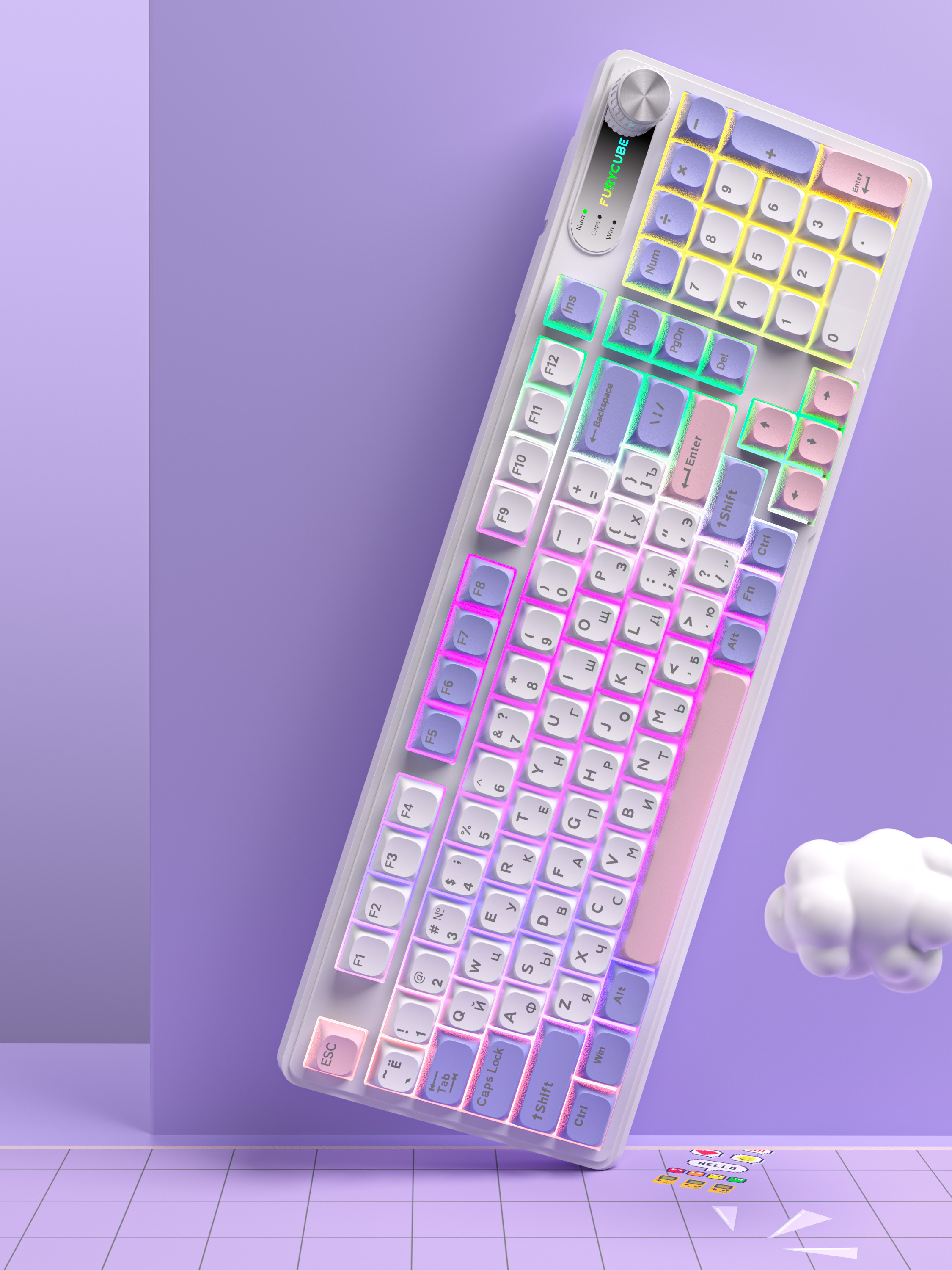 Клавиатура Furycube IP98 (White Purple) игровая проводная мембранная ...