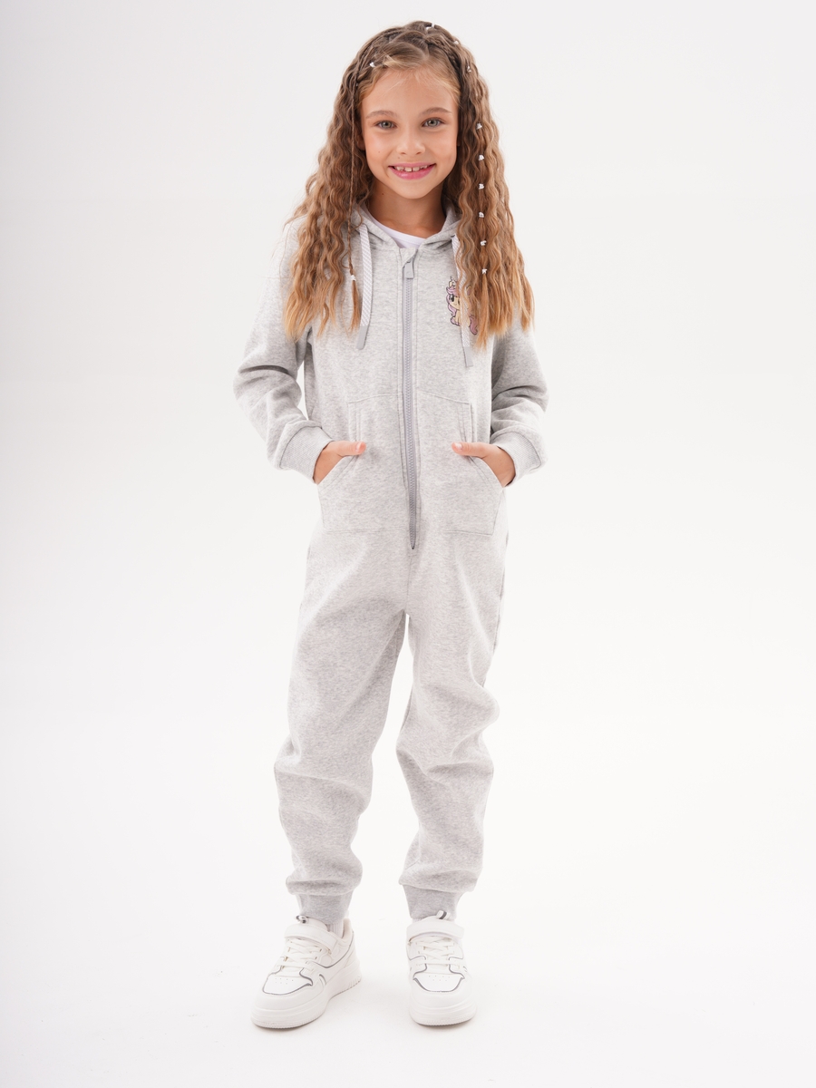 Комбинезон Девочки KariKids, размер 110 серый На любой сезон Капюшон ...