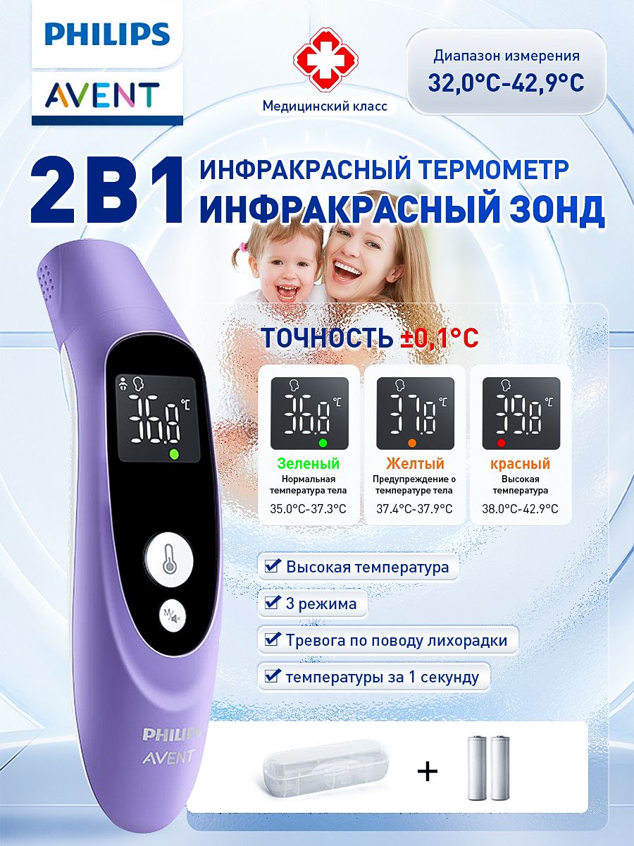 Медицинский инфракрасный термометр Philips AVENT IR105PP, измерение ...