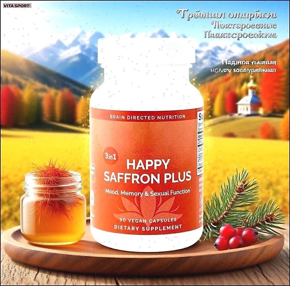 Happy Saffron Plus 3 в 1 комплекс с шафраном куркумином и цинком для ...
