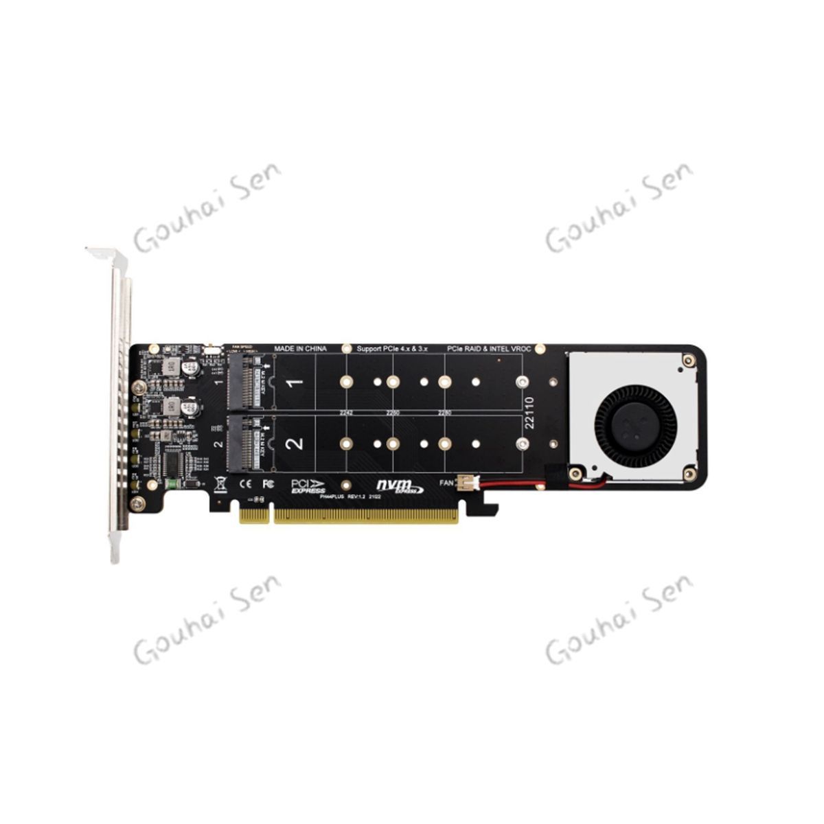 Двухсторонний 4-дисковый Сплит-карта NVME Raid PCI-E X16 Адаптер карты ...