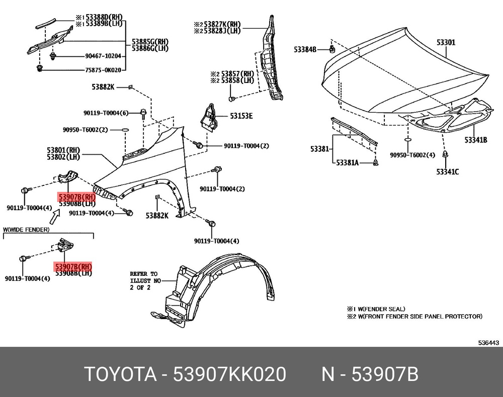 Кронштейн крепления правого переднего крыла для Тойота Хайлюкс 2015 ...
