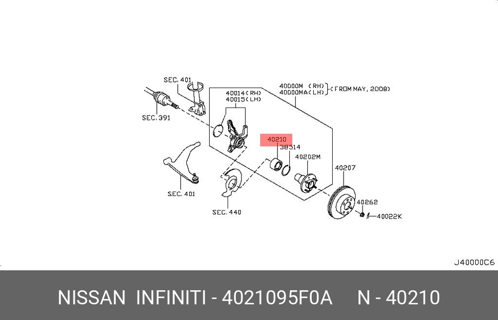 Подшипник ступицы колеса перед Nissan 40210-95F0A - купить по доступным ...