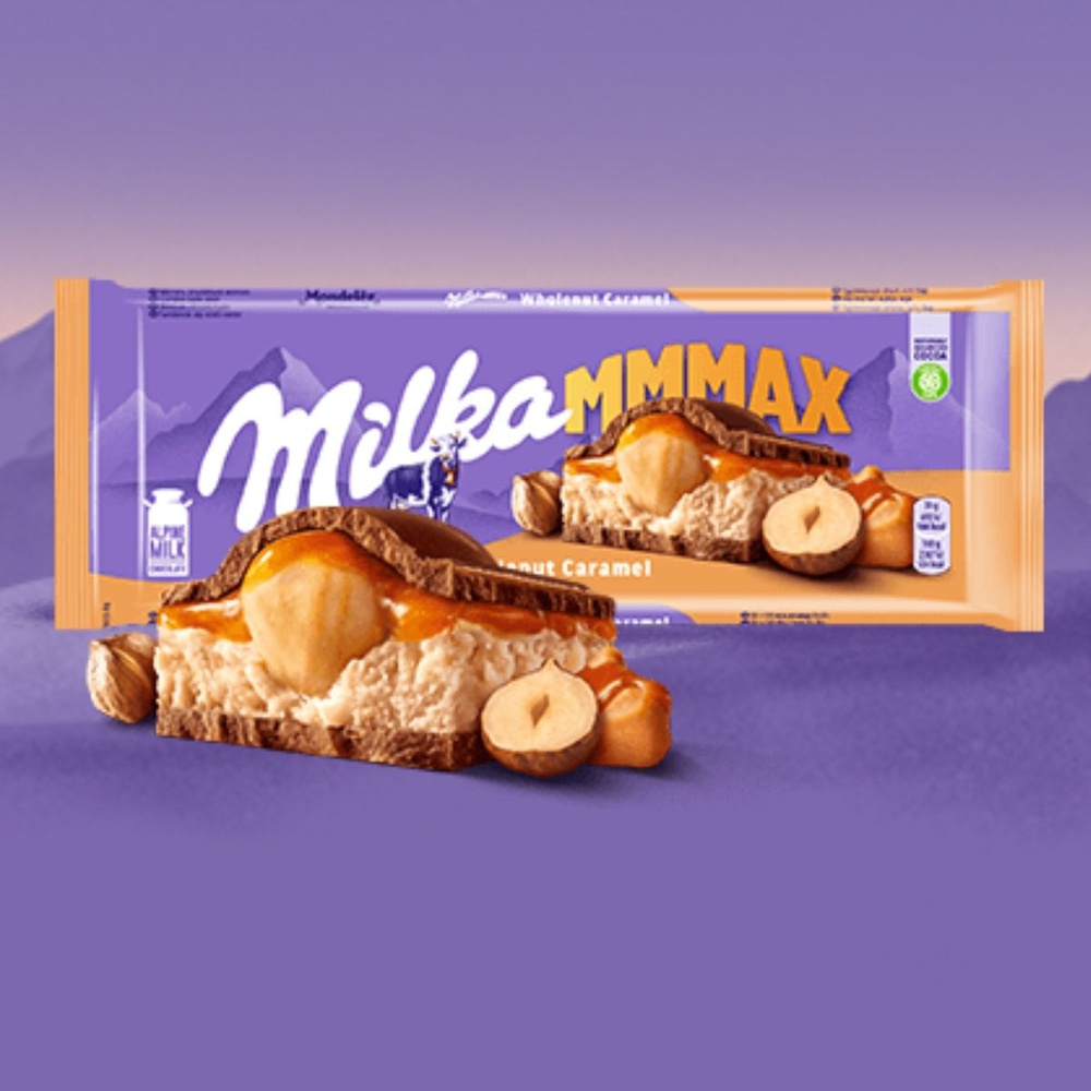 Шоколадная плитка Milka Фундук+Карамель / Милка с карамельной начинкой ...
