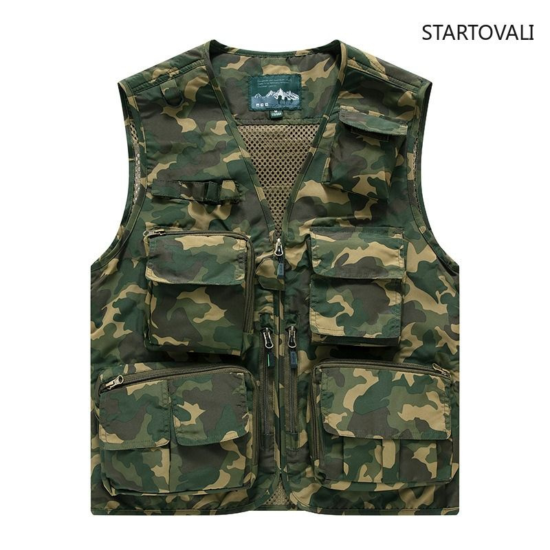 Жилет Мужской SYJYW хаки, зеленая оливка Полиэфирный шелк, размер 56 Карманы укороченный с ...