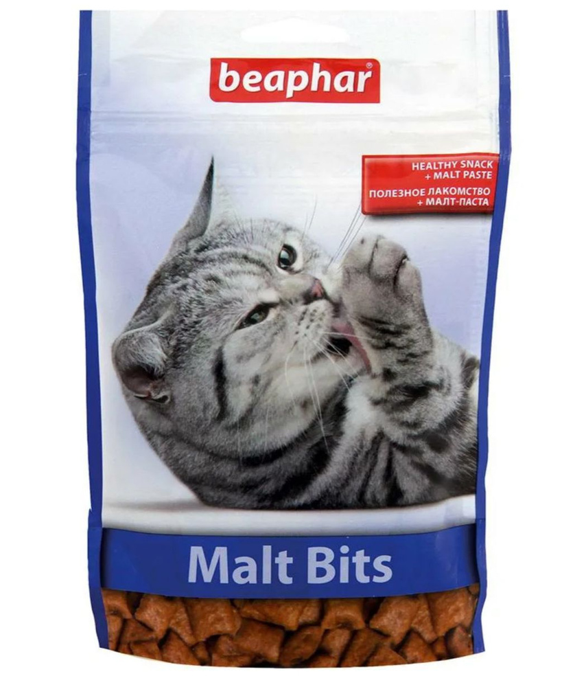 Beaphar БЕАФАР лакомство подушечки для кошек и котов "Malt-Bits" 35 г, с мальт-пастой для ...