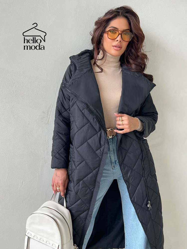 Пальто HELLO MODA!, Демисезон, размер 56, цвет черный, Полиэстер - купить по выгодной цене в ...