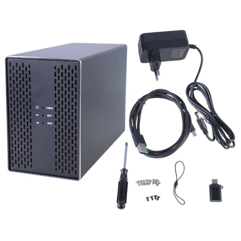 (1 комплект) 3,5 Mobile HDD Enclosure Dual Disk Array HDD Enclosure ...