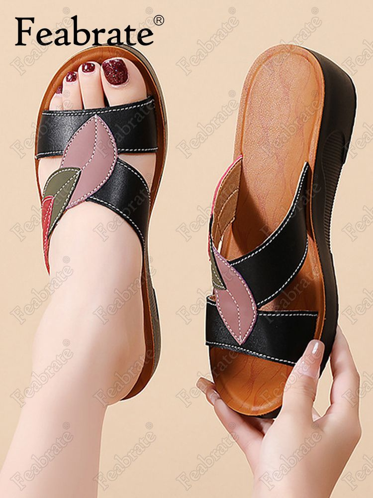 Шлепанцы Женский Feabrate, размер 41 Полиуретан Толстая подошва, Круглый нос R (средняя) Без ...